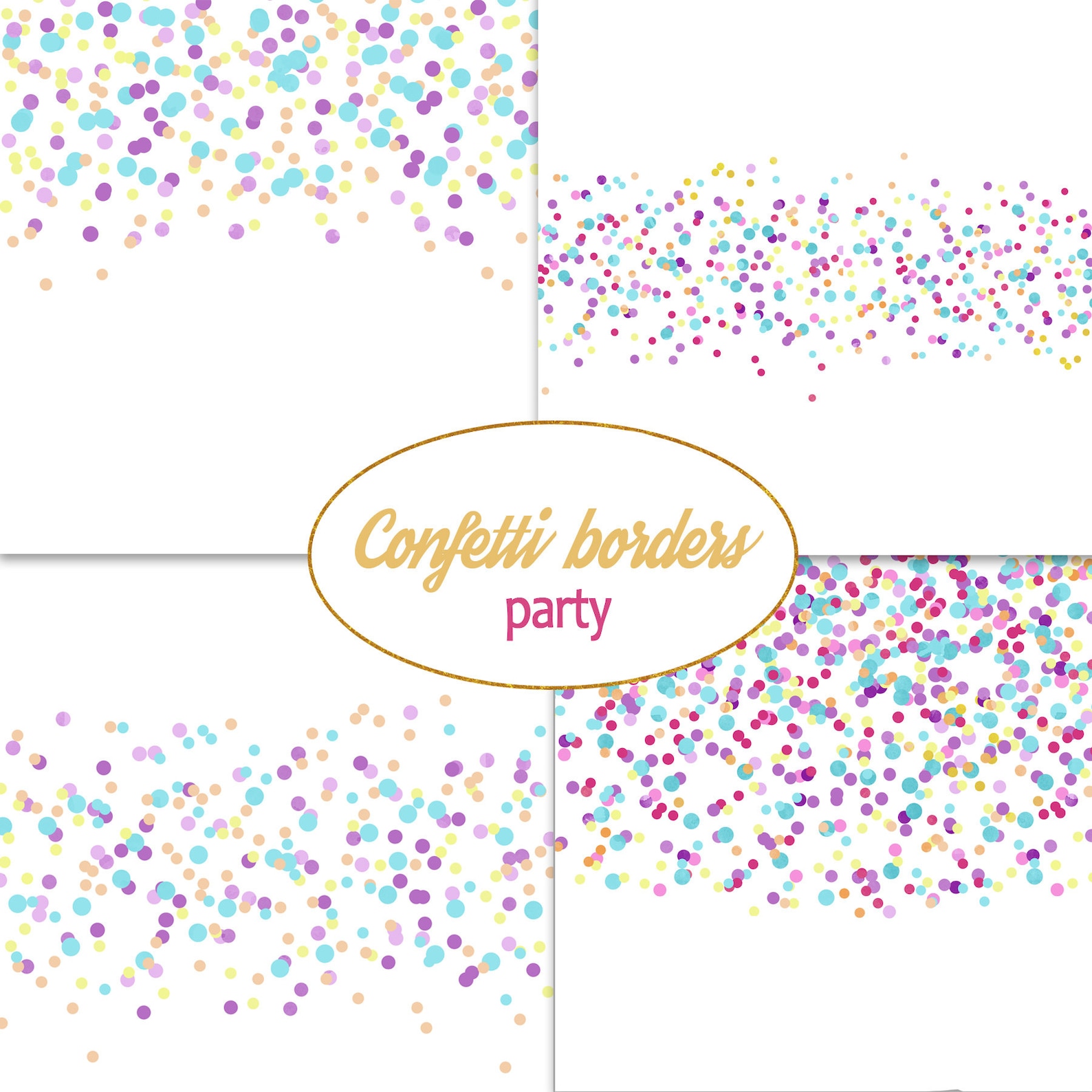 Confetti Border Clipart, Rainbow Confetti Clipart, Colorful Confetti ...
