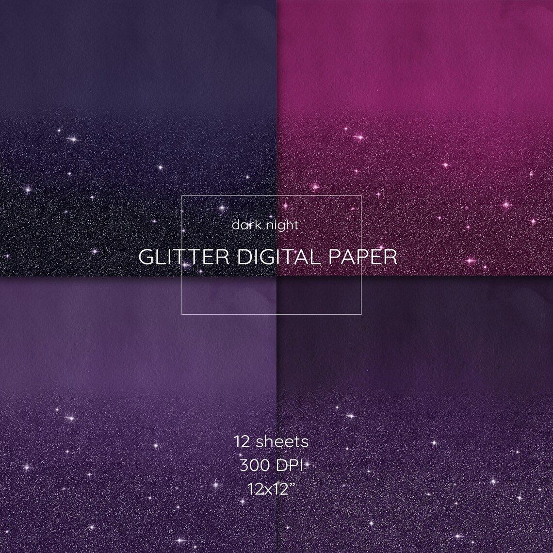 Glitter and Watercolor Digital Paper Night Skies Backgrounds | Etsy