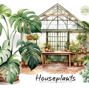 Watercolor House Plants Clipart, Potted Plans Clipart, Boho Houseplants ...