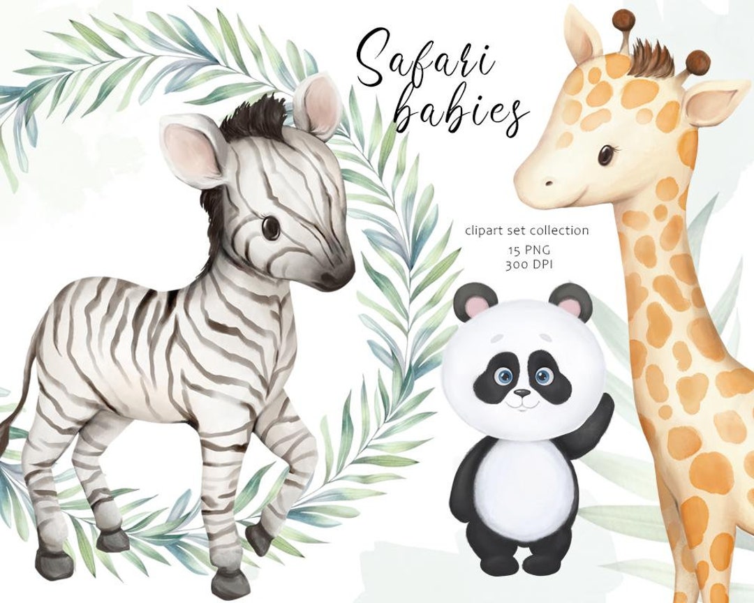 Watercolor Tropical Animals Clipart, Jungle Animals Clipart, Cute ...