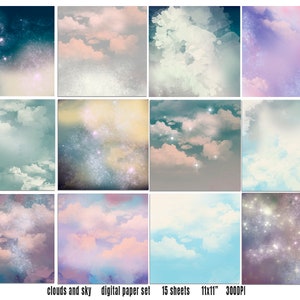 Cloud Digital Paper, Clouds Backgrounds, Night Sky Texture, Dramatic ...