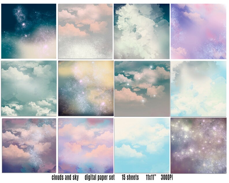 Cloud Digital Paper Clouds Backgrounds Night Sky Texture - Etsy