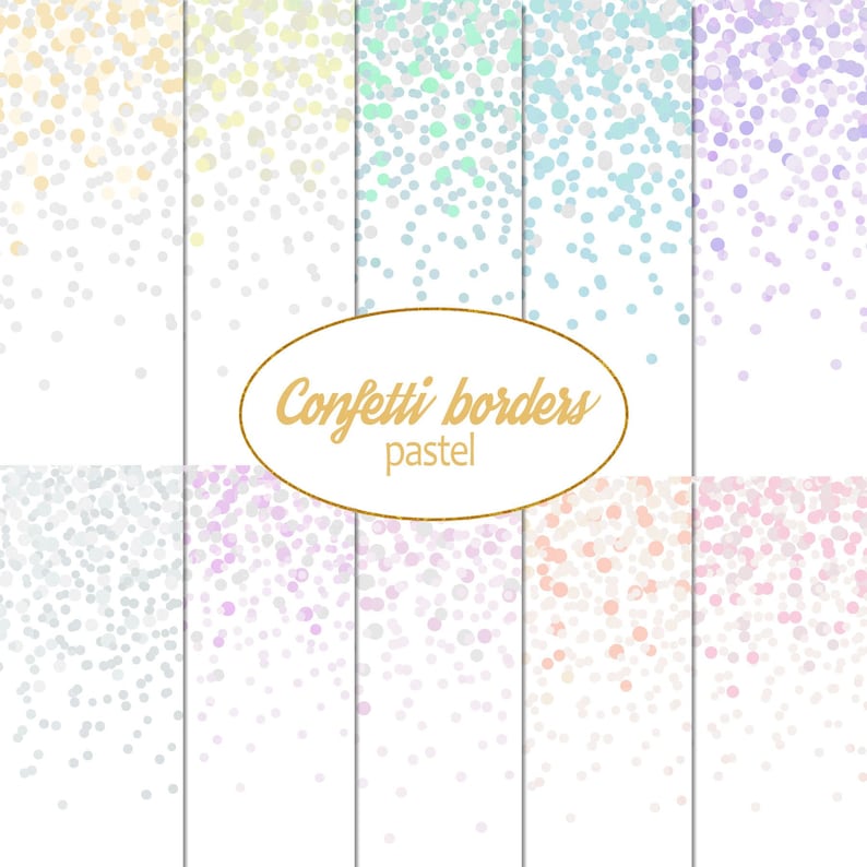 Confetti Border Clipart, Pastel Confetti Clip Art, Watercolor Confetti ...