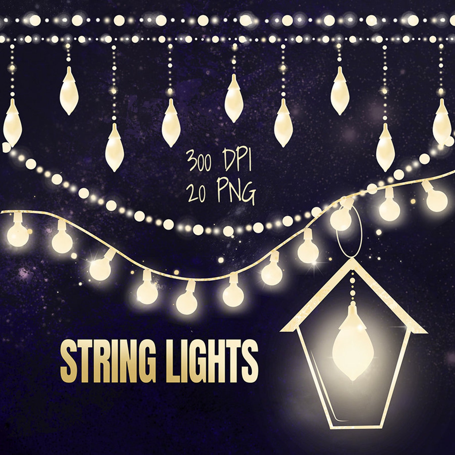String Lights Clipart Fairy Lights Clip Art Party Lights | Etsy