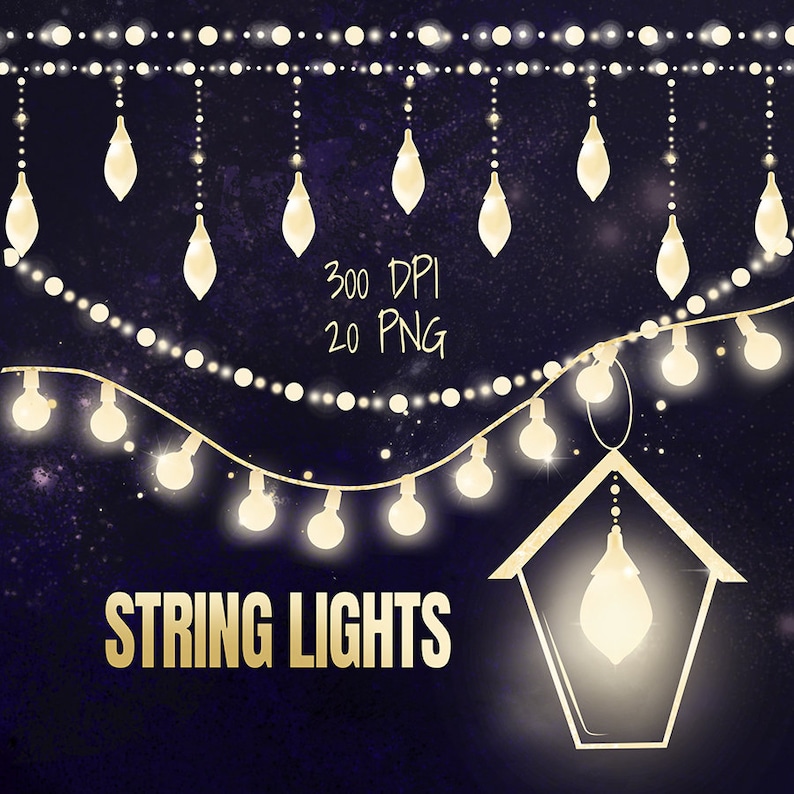 String lights clipart Fairy Lights clip art Party Lights | Etsy