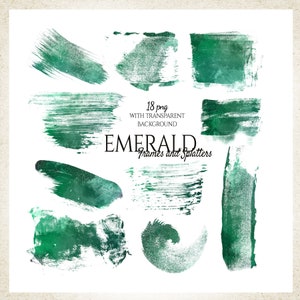 Emerald Watercolor Brush Strokes in Gold Foil Frames, Gold Frame ...