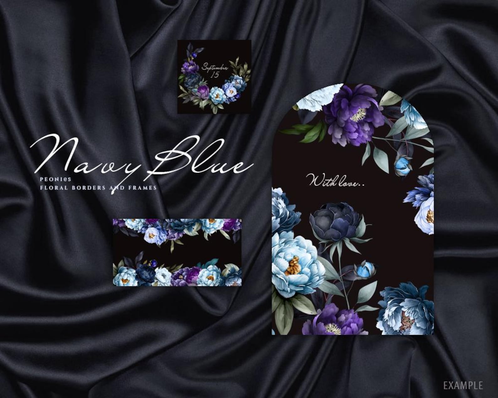 Blue Peonies Clipart, Boho Flowers Clipart, Ranunculus Floral Borders ...