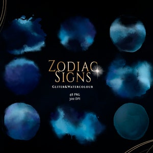 Zodiac Constellations Clipart, Astrology, Watercolor Zodiac Signs ...