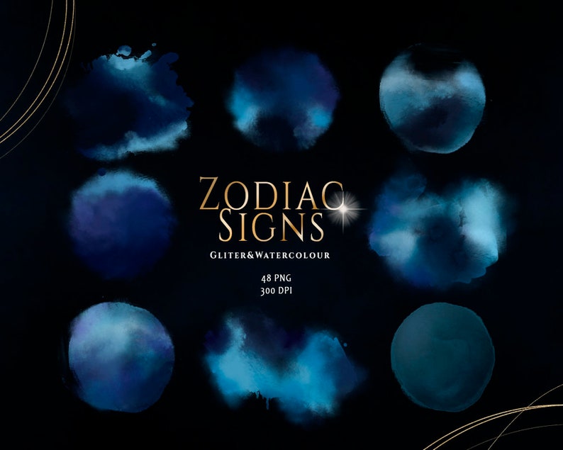 Zodiac Constellations Clipart, Astrology, Watercolor Zodiac Signs ...