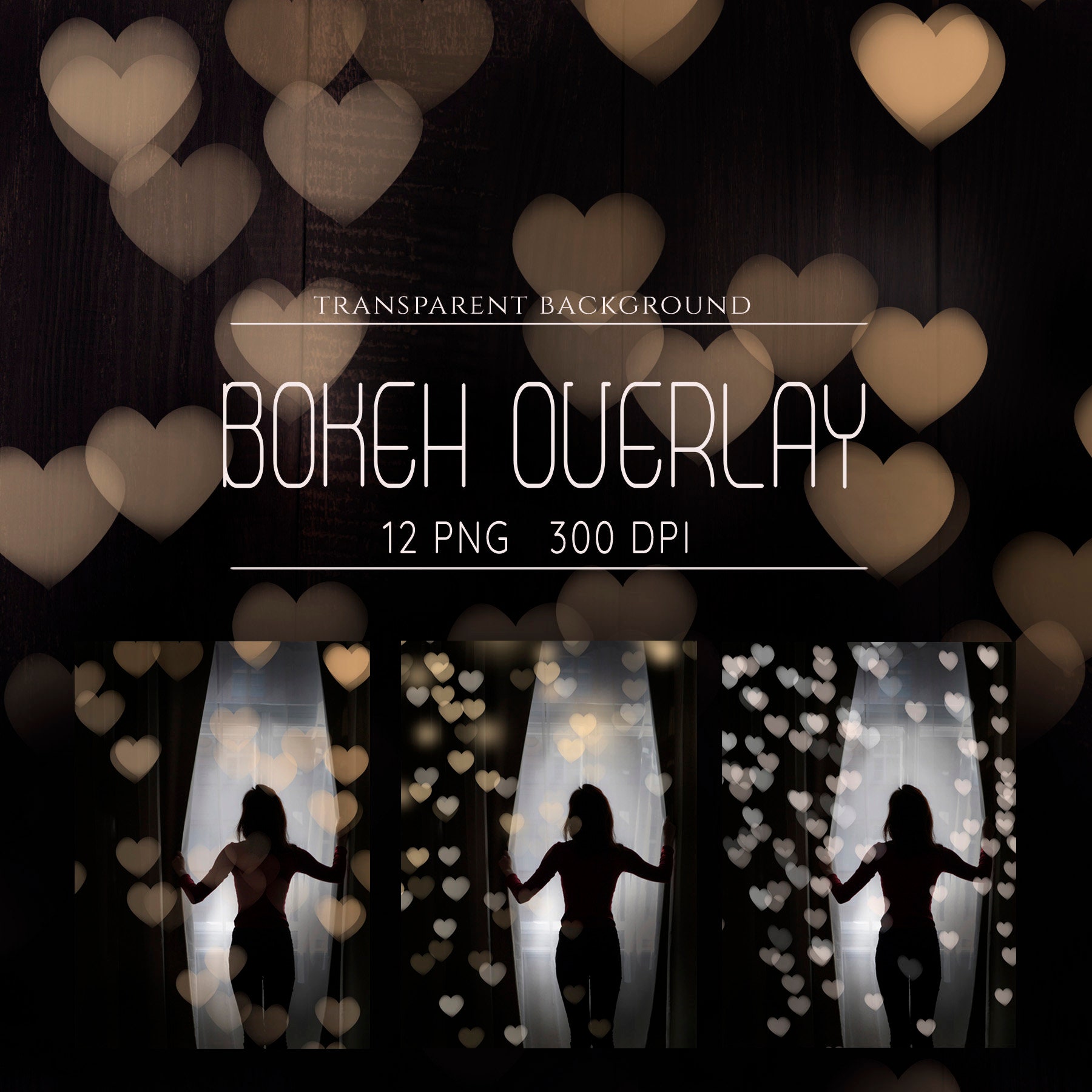 Hearts Bokeh Clipart Bokeh Overlays Bokeh Confetti Borders - Etsy