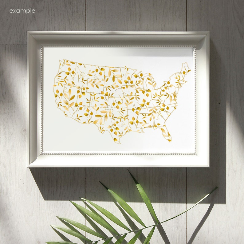 Watercolor USA Map Clipart Watercolor United States Map Gold - Etsy