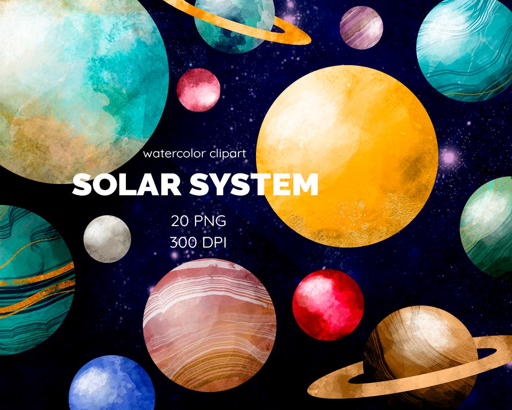 Watercolor Solar System Art