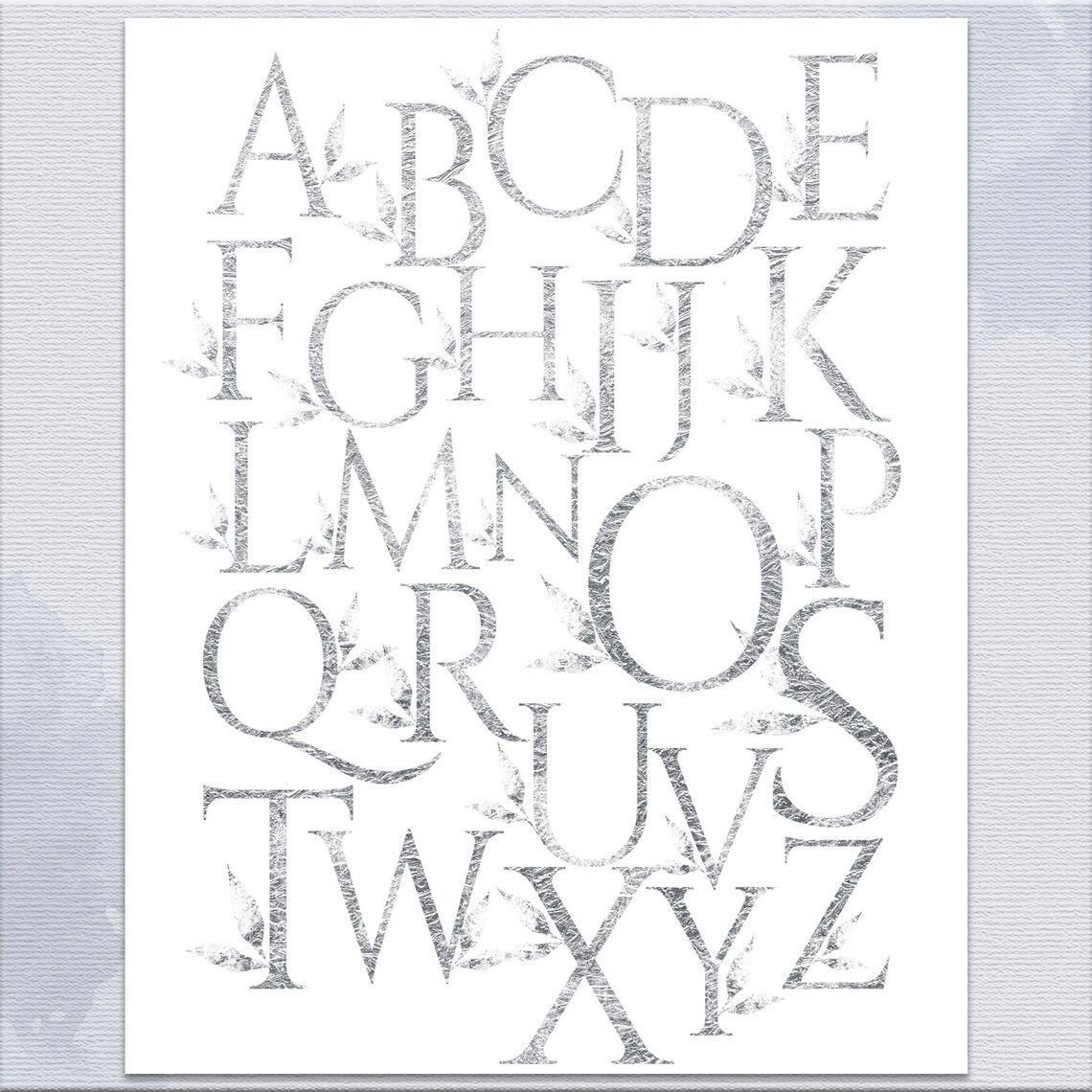 Silver Glitter Alphabet Floral Alphabet Silver Letters - Etsy