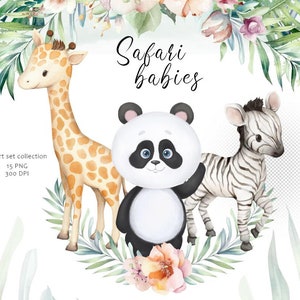 Watercolor Tropical Animals Clipart, Jungle Animals Clipart, Cute ...