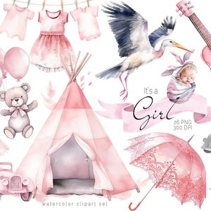 It's a Girl Clipart Newborn Baby Nursery Clipart - Etsy