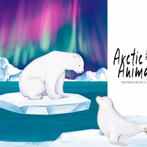 Arctic Animals Clipart, Watercolor Winter Animals, Baby Shower, Walrus ...