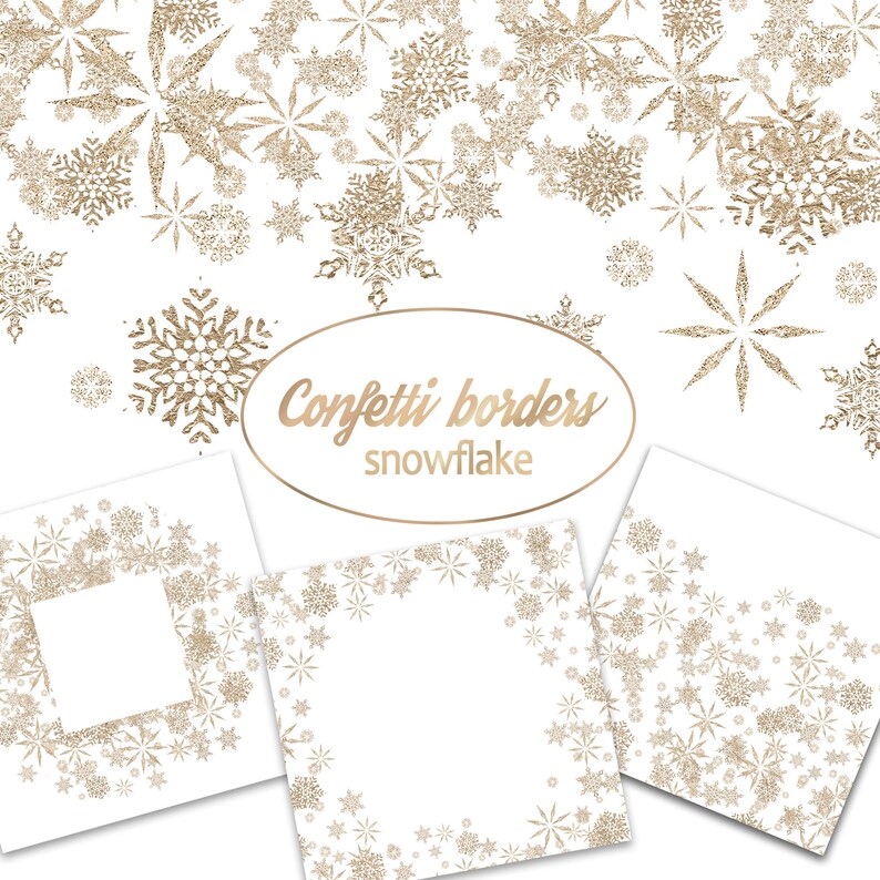 Gold Snowflakes Clipart Watercolor Snowflakes Confetti | Etsy