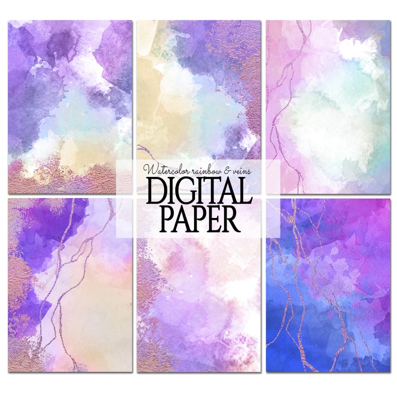 Purple Watercolor Digital Paper Watercolor Background - Etsy