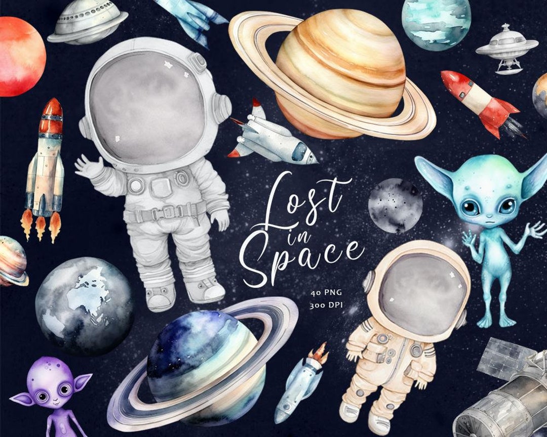 Watercolor Space Clipart, Baby Astronaut Clipart, Nursery, Cute ...