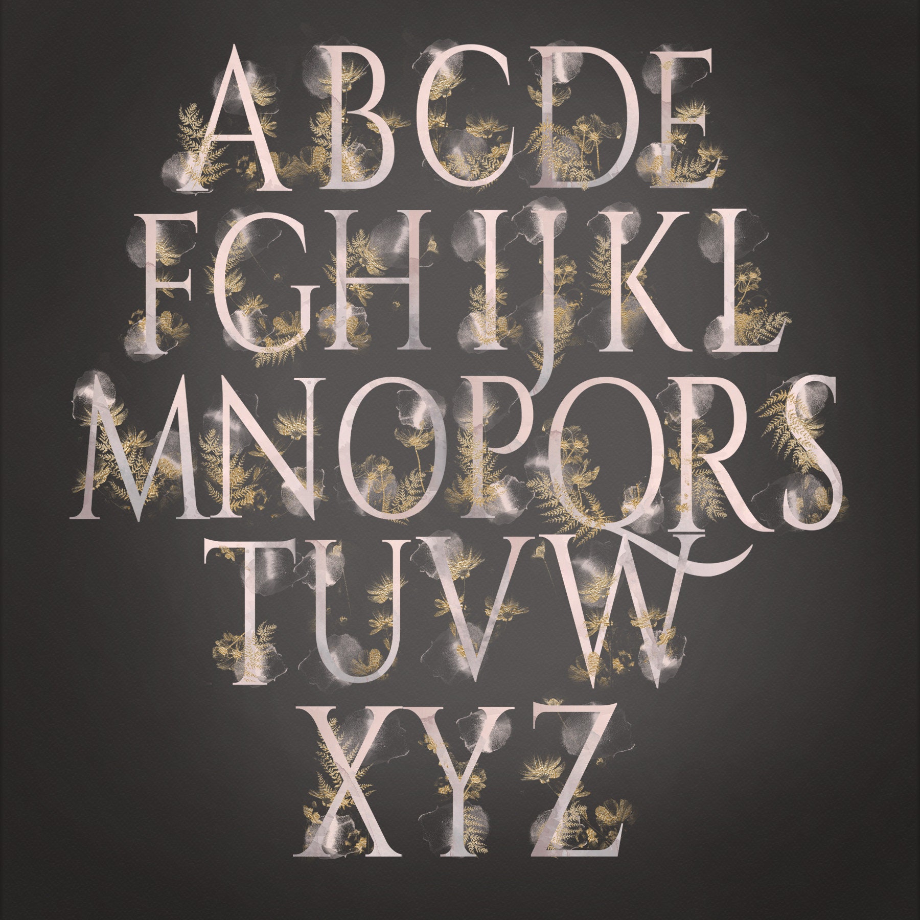 Watercolor Floral Alphabet With Gold Foil Leaves Letters - Etsy