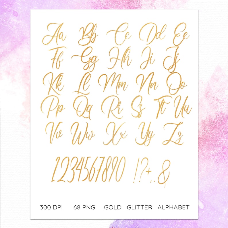 Gold Alphabet Clipart Letters Clip Art Gold Glitter Font - Etsy