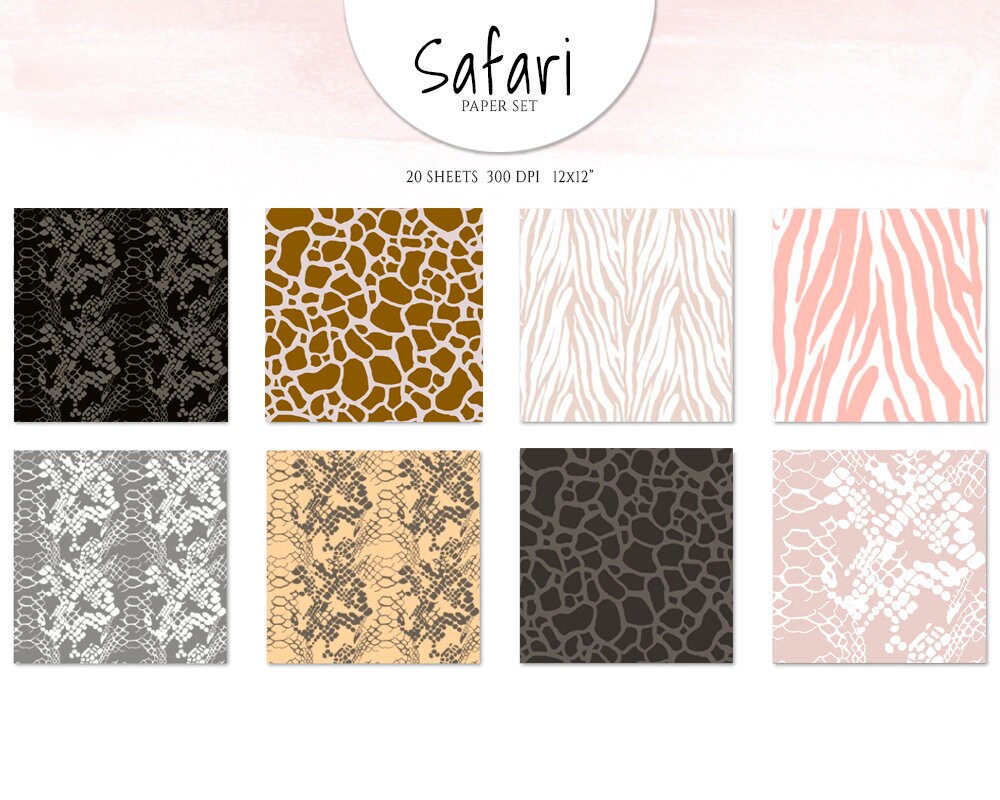 Safari Digital Paper Seamless Textures African Prints - Etsy