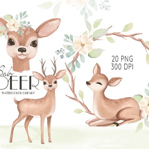 Watercolor Deer, Baby Deer Clipart, Watercolor Little Animals, Cute ...