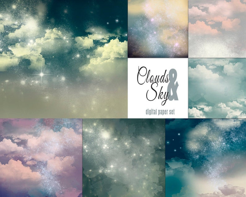 Cloud Digital Paper, Clouds Backgrounds, Night Sky Texture, Dramatic ...