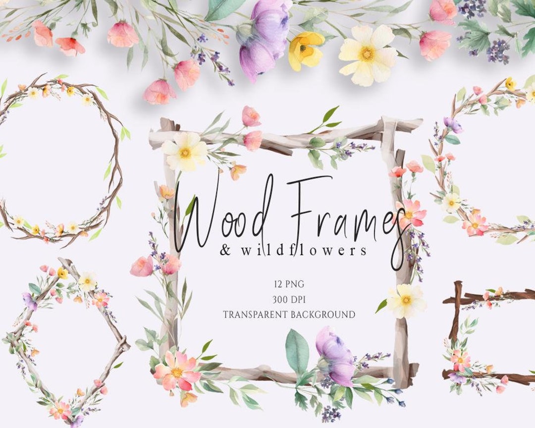 Wooden Frames Clipart, Forest Frames, Watercolor Wood Frames, Wild ...
