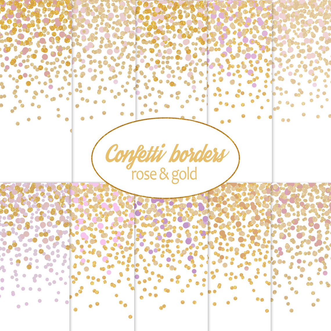 Confetti Border Clipart 20 PNG Pink Blush Confetti Clipart | Etsy