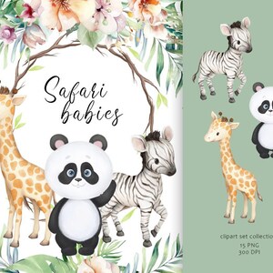 Watercolor Tropical Animals Clipart, Jungle Animals Clipart, Cute ...