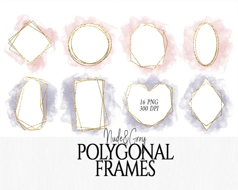 Watercolor Digital Frames Pink Polygonal Frames Geometric - Etsy