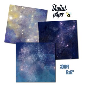 Space Digital Paper, Night Skies Backgrounds, Galaxy Digital Paper ...
