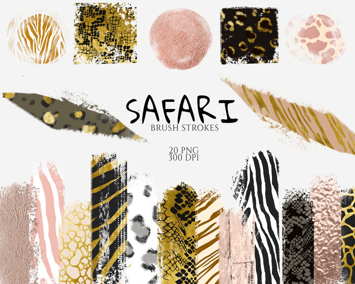 Safari Brush Stokes Gold Foil Splatters Cheetah Brush | Etsy