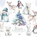 Watercolor Winter Animals Clipart: Arctic Christmas PNG (digital ...