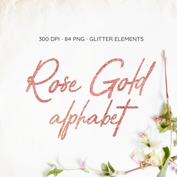 Rose Gold Foil Letters Glitter Font Clip Art Rose Gold | Etsy