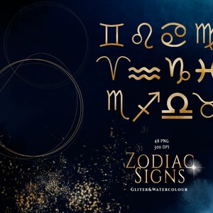 Zodiac Constellations Clipart, Astrology, Watercolor Zodiac Signs ...