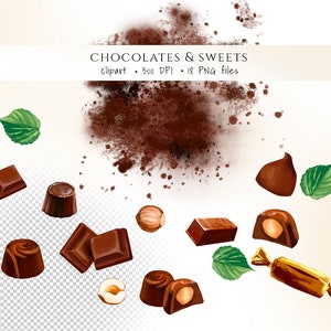 Watercolor Chocolate Clipart, Sweets Clip Art, Chocolate Treats ...
