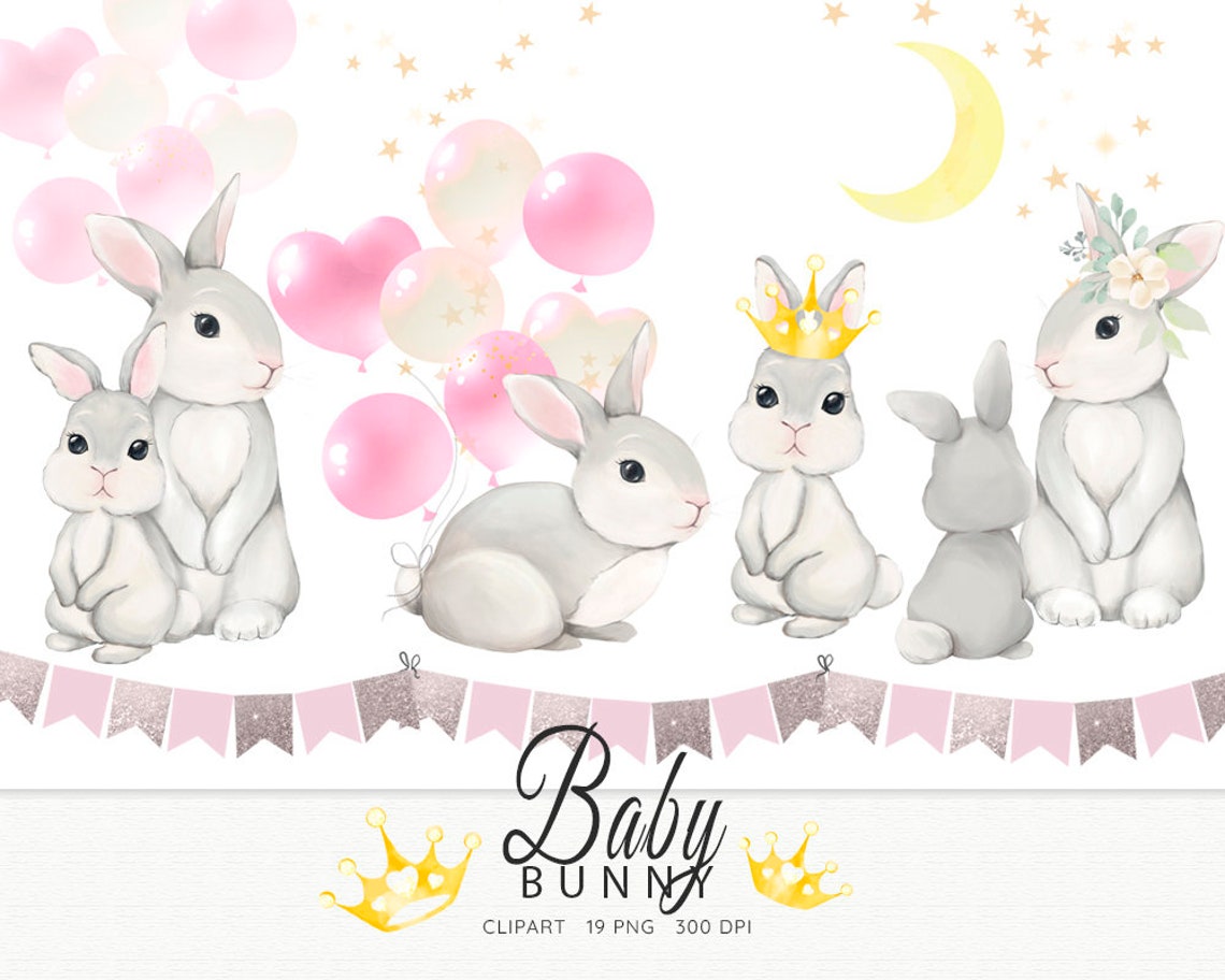 Watercolor Baby Bunnies Clipart Little Animals Watercolor - Etsy