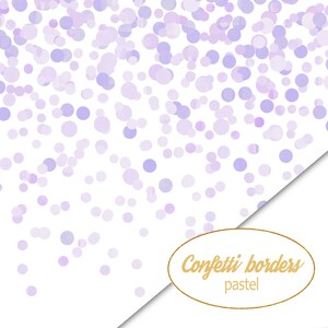 Confetti Border Clipart, Pastel Confetti Clip Art, Watercolor Confetti, Confetti Overlays ...