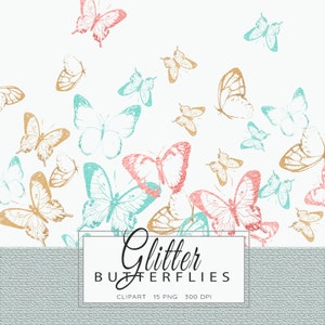 Glitter Butterflies Clipart, Gold Foil Butterfly, Magical Butterfly ...