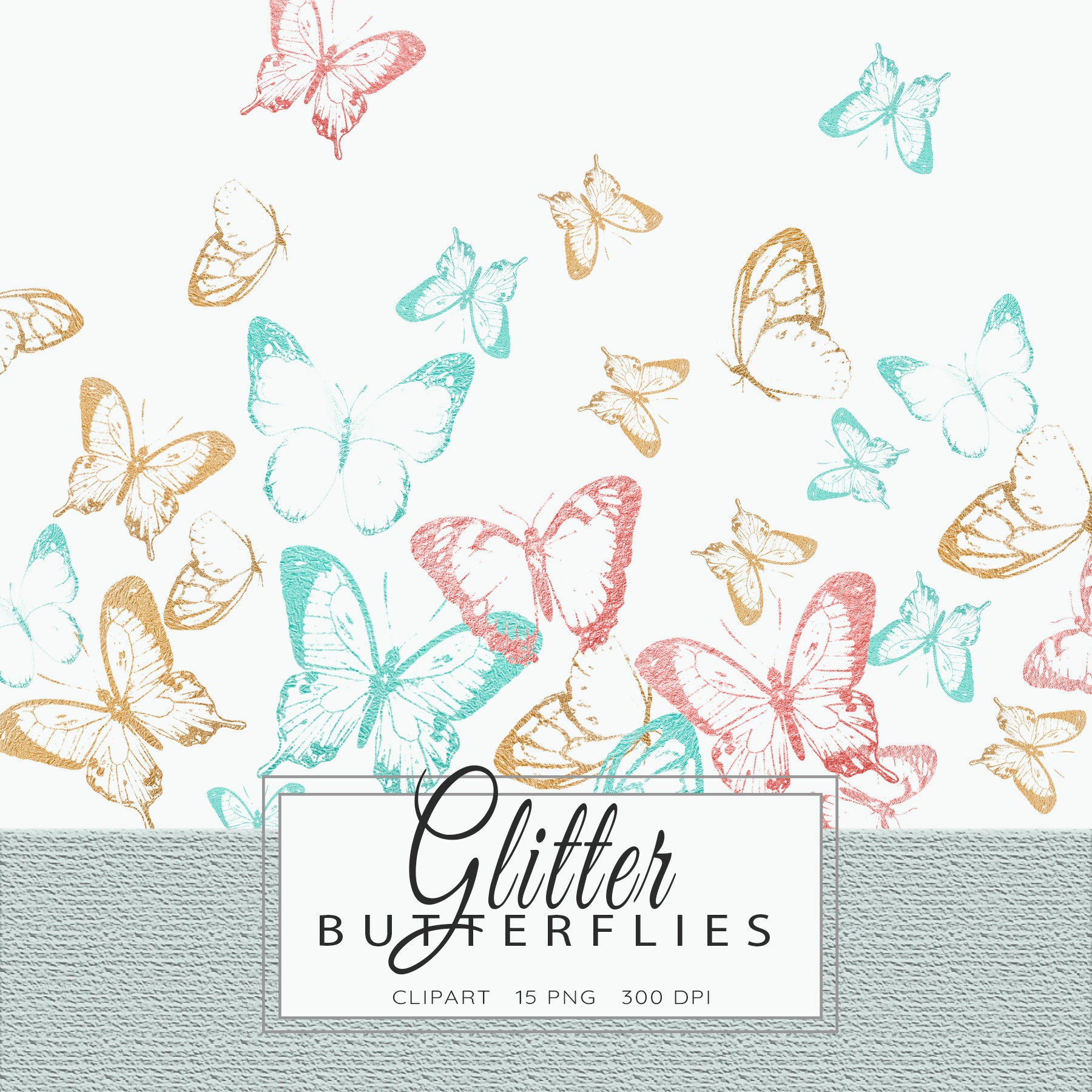 Glitter Butterflies Clipart Gold Foil Butterfly Magical - Etsy