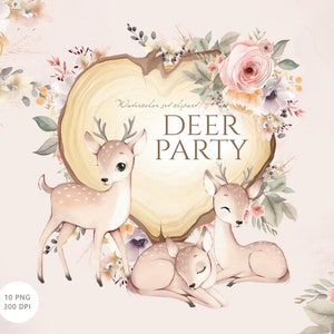 Woodland Deer Clipart, Woodland Animals, Watercolor Deer, Nursery ...