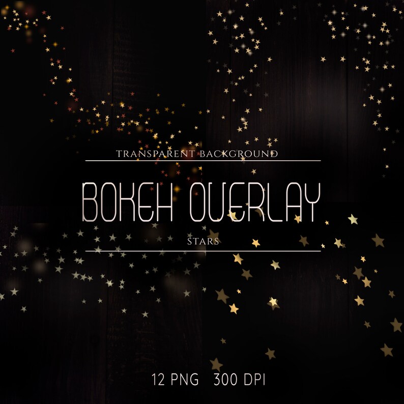 Silver & Gold Stars Clipart, Star Overlays, Bokeh Confetti Borders ...