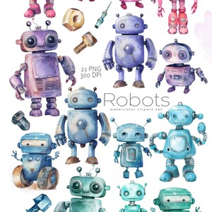Watercolor Robots Clipart, Newborn Baby Boy, Nursery Clipart, Baby ...