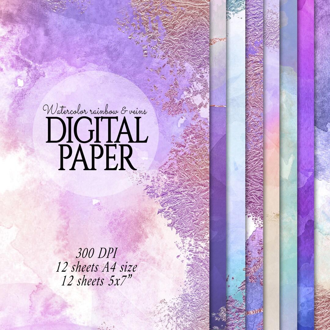 Purple Watercolor Digital Paper, Watercolor Background, Watercolor ...