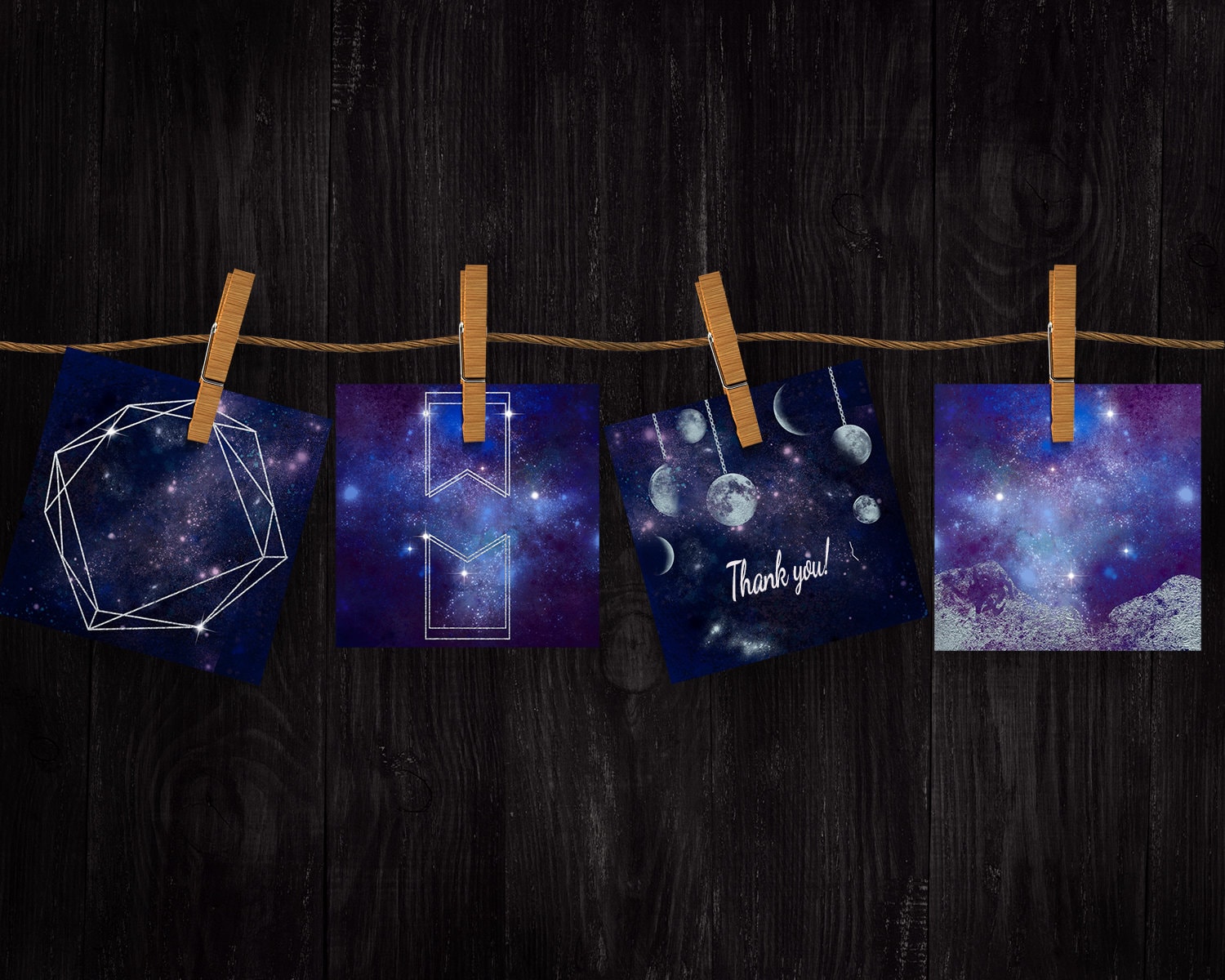 Galaxy Digital Paper Silver Geometric Frames Outer Space | Etsy