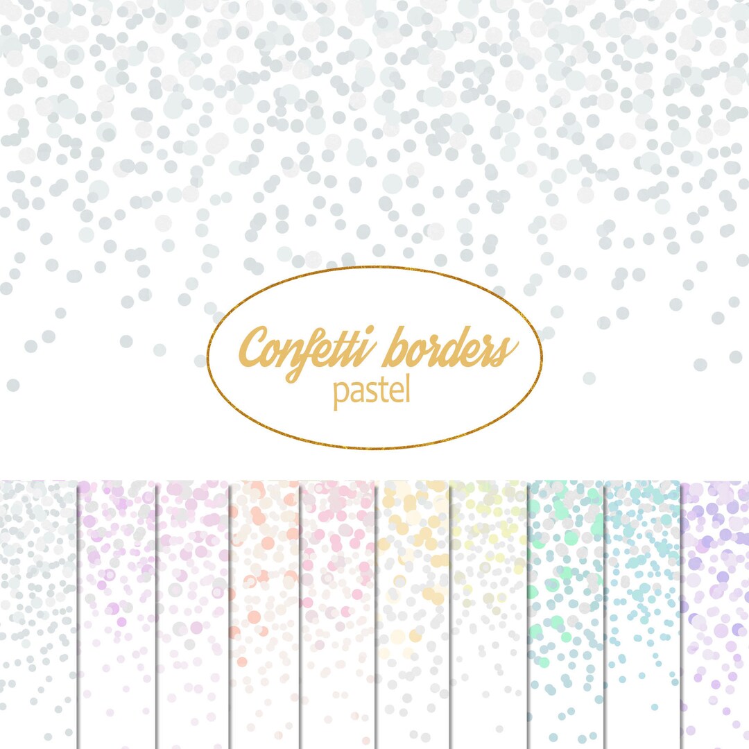 Confetti Border Clipart, Pastel Confetti Clip Art, Watercolor Confetti, Confetti Overlays ...