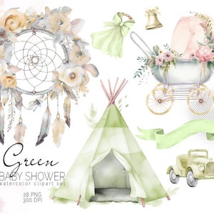 Watercolor Baby Shower Clipart, Newborn Baby, Nursery Clipart, Neutral ...