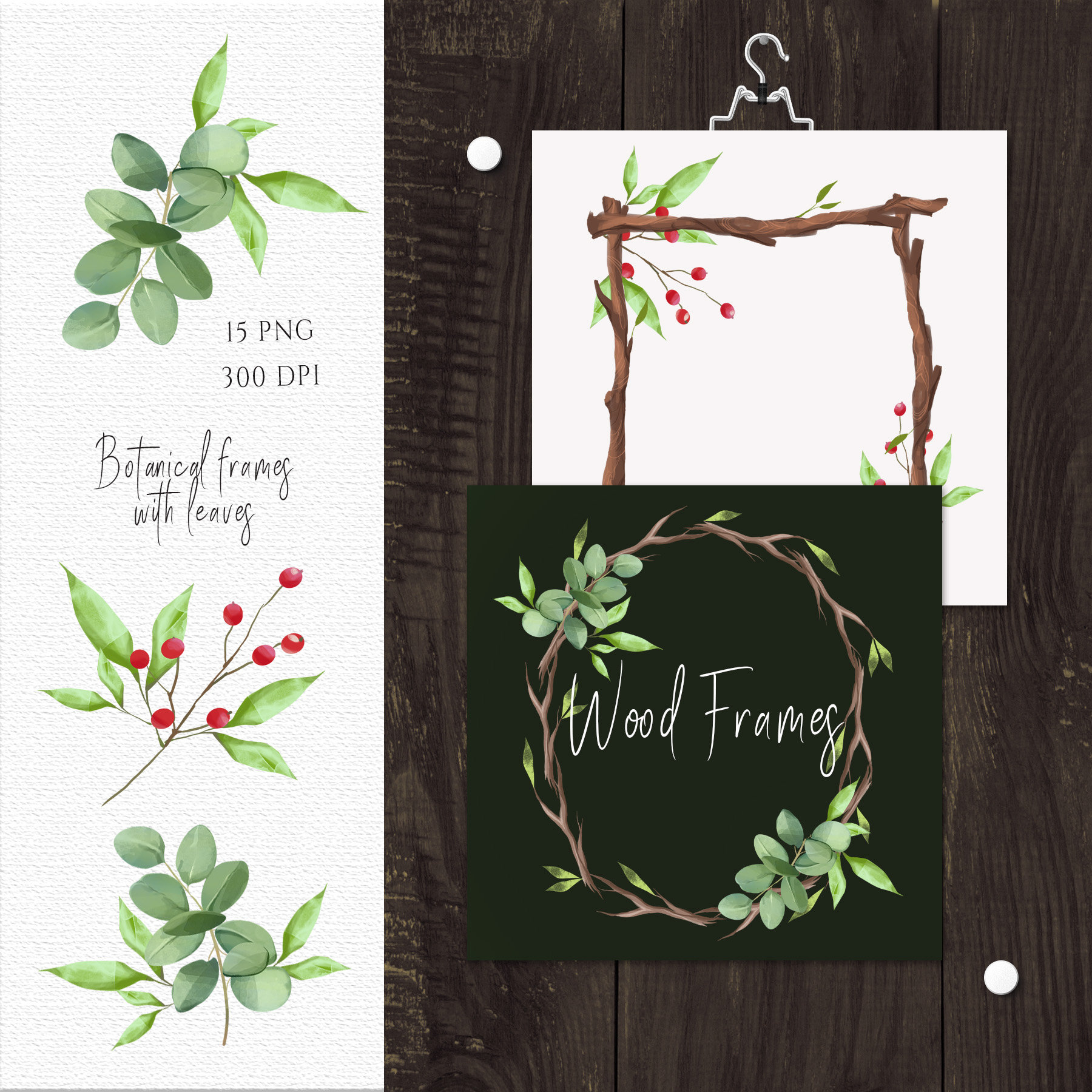 Watercolor Wood Frames, Tree Borders Clipart, Woodland Frames, Forest ...